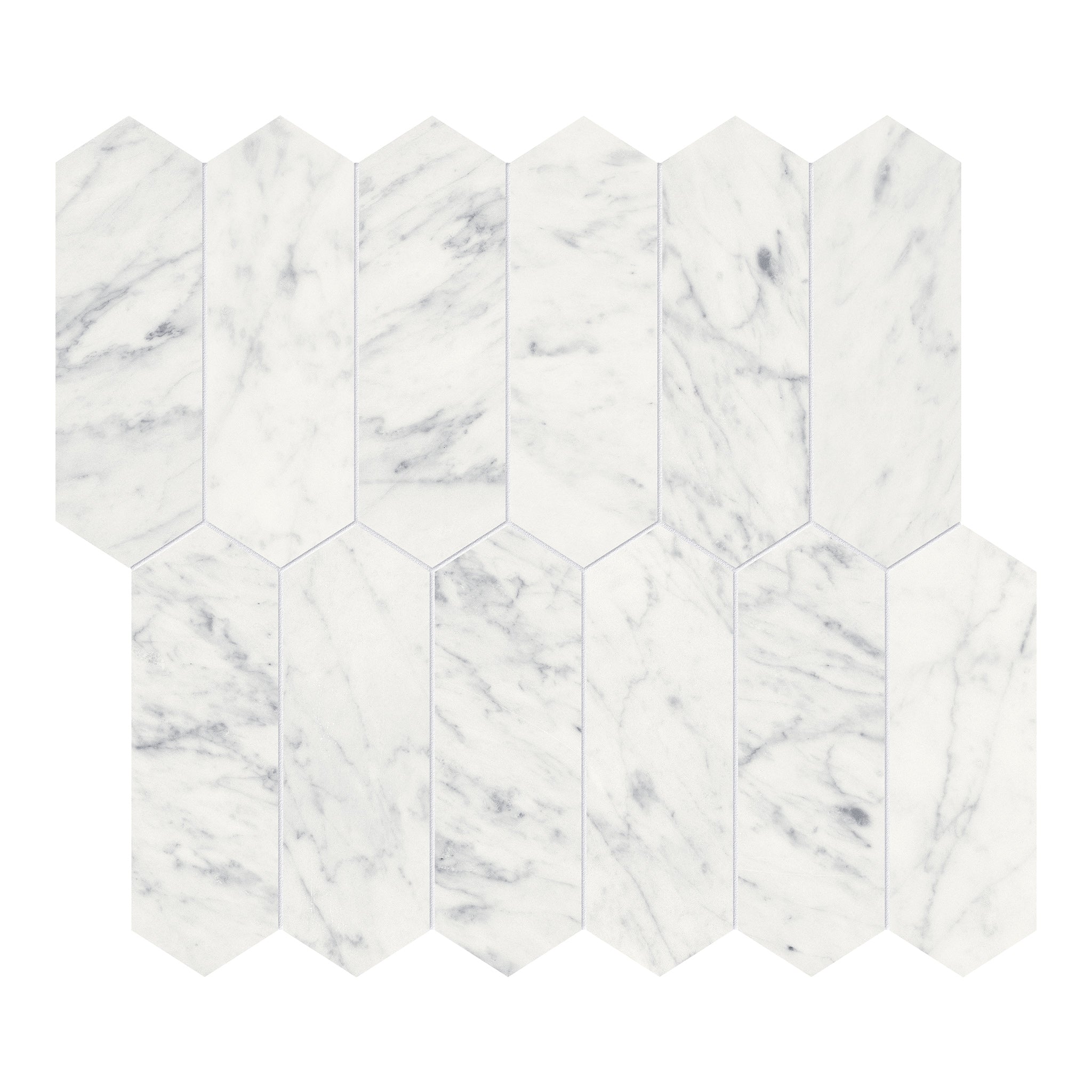 2X6 Eternity White Picket Polished Marble Mosaic