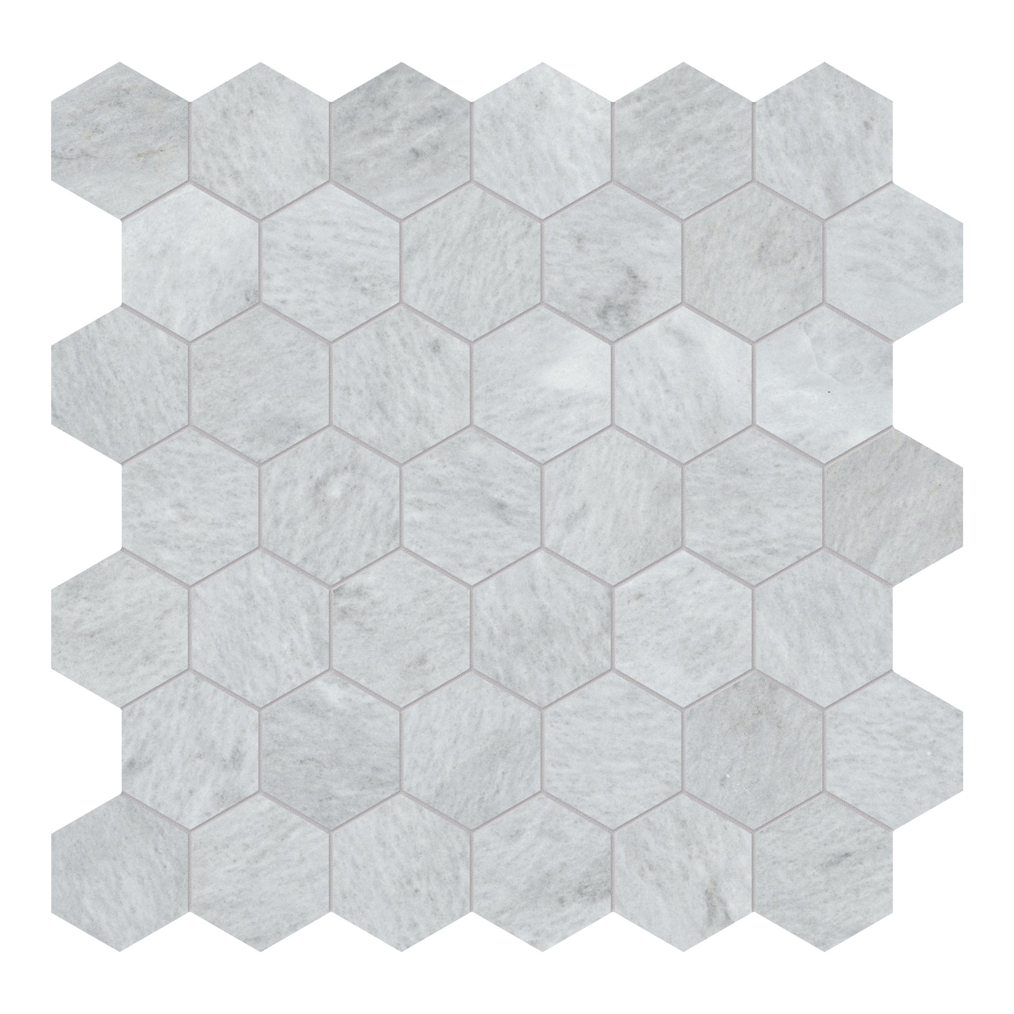 2X2 Hexagon Nimbus Gray Honed Marble Mosaic