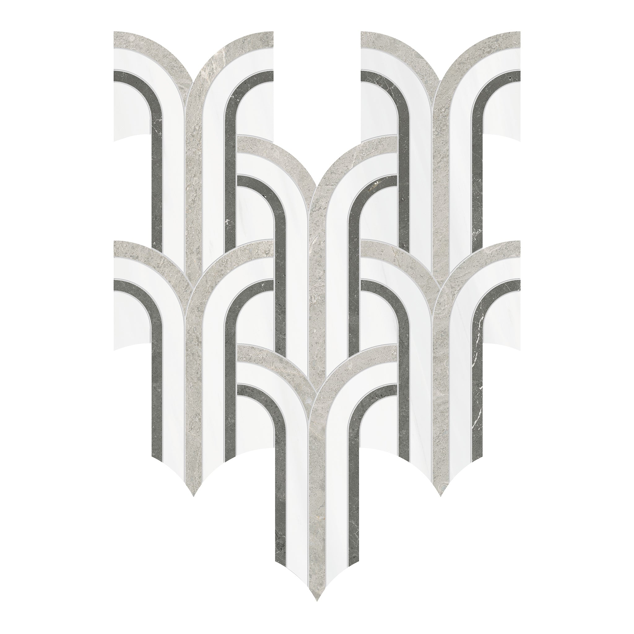 Celestia Arch Cloud Polished w/ Honed Accents Natural Stone Mosaic