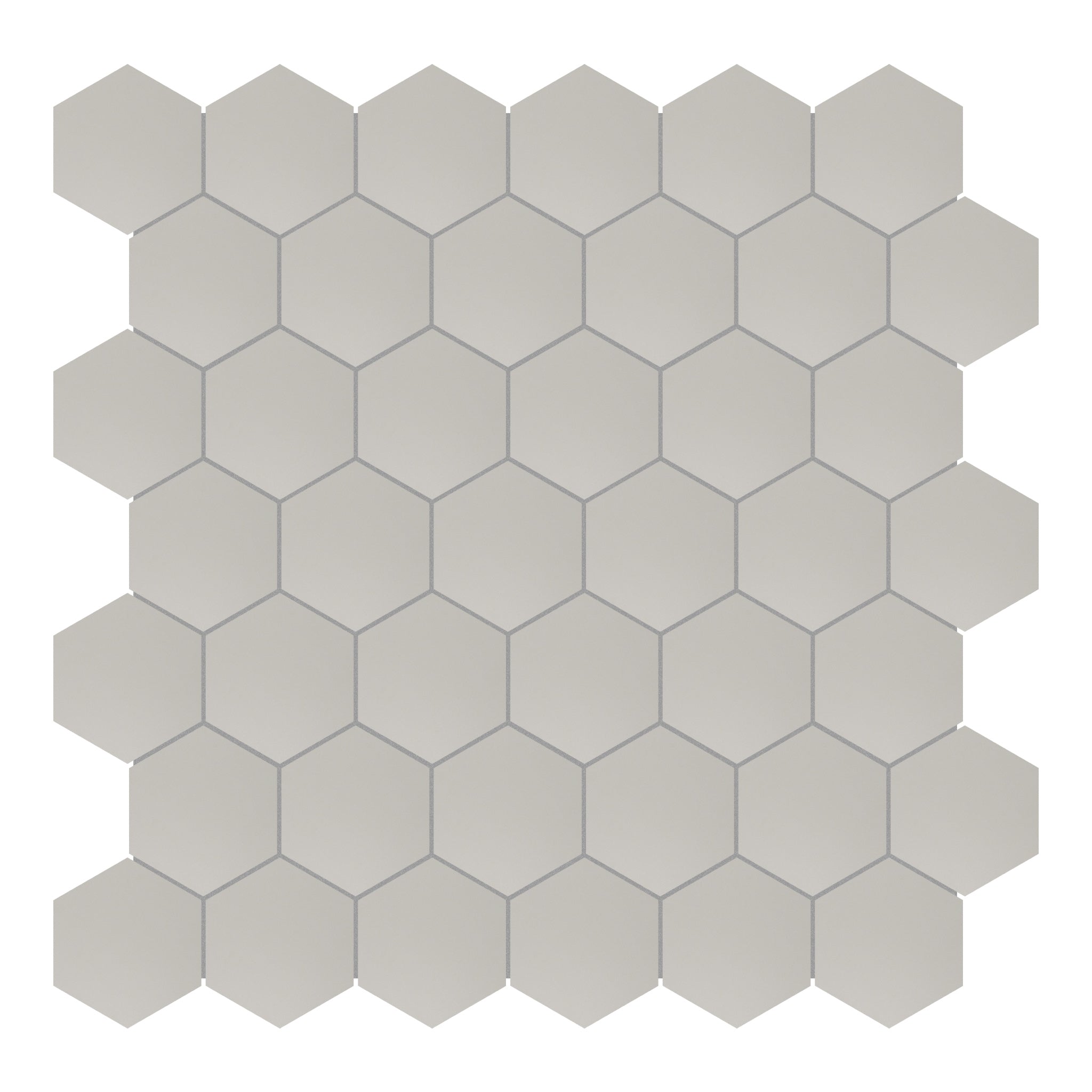 2x2 Solid Light Grey Hexagon Matte Porcelain Mosaic
